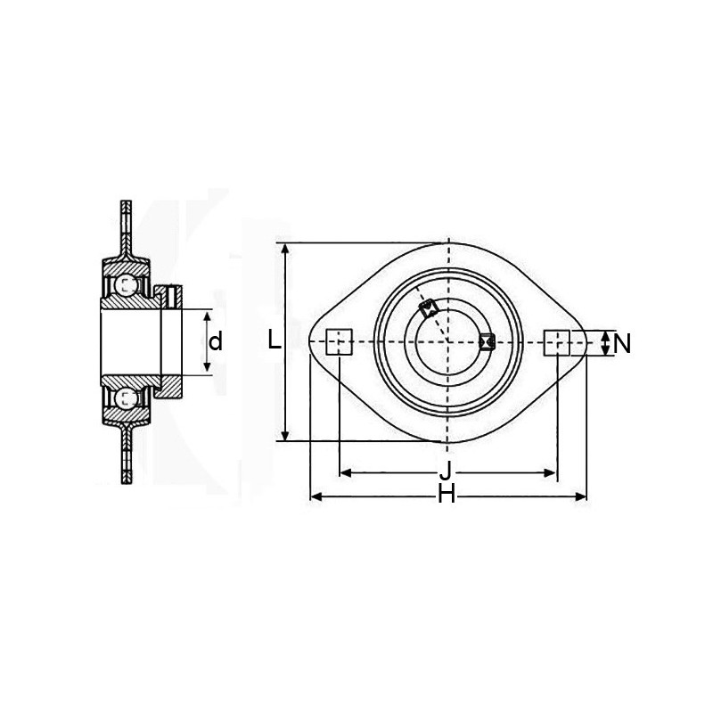 PALIER NU TOLE 2 TROUS X2 ARBRE 20 PFL204 - NTN