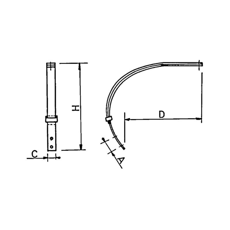 Dent chisel bilame 55X25 et 55x20 dégagement 560 mm | Pièces d'usur...
