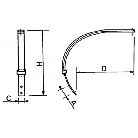 Dent chisel bilame 55X25 et 55x20 dégagement 560 mm | Pièces d'usur...