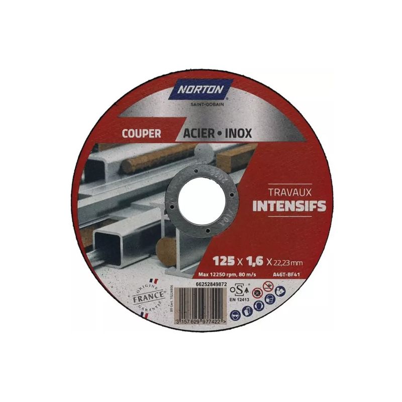 DISQUE A TRONCONNER METAL/INOX 125X1,6X22,2 INTENSIF